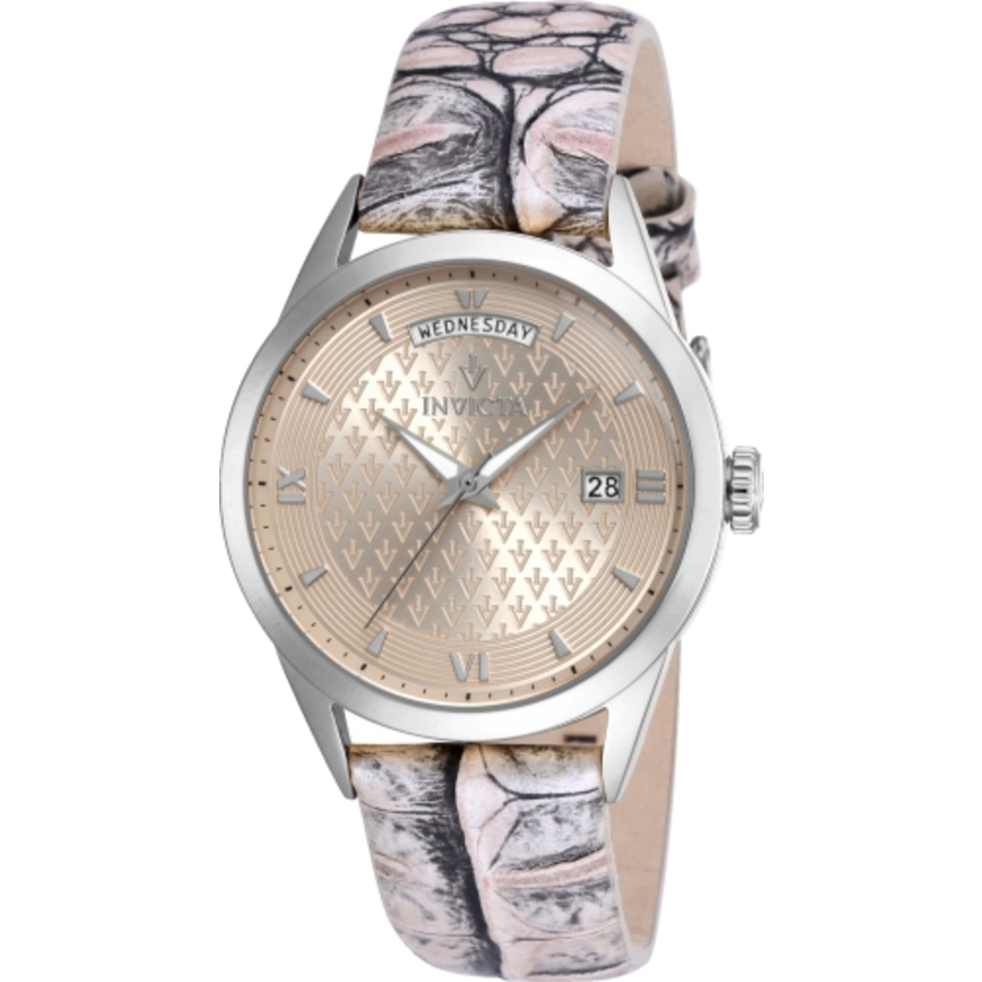Invicta Vintage Quartz Date Day Beige Dial Ladies Watch 18468 ...