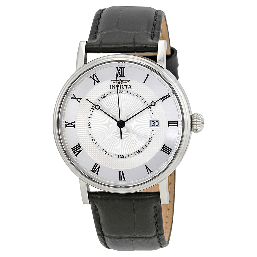 Invicta Vintage Silver Dial Black Leather Men's Watch 23020 ...