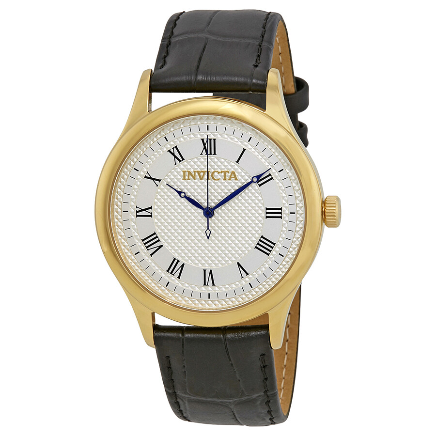 Invicta Vintage Silver Dial Black Leather Men's Watch 23026 ...
