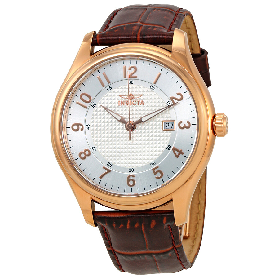 Invicta Vintage Silver Dial Brown Leather Men's Watch 23019 ...