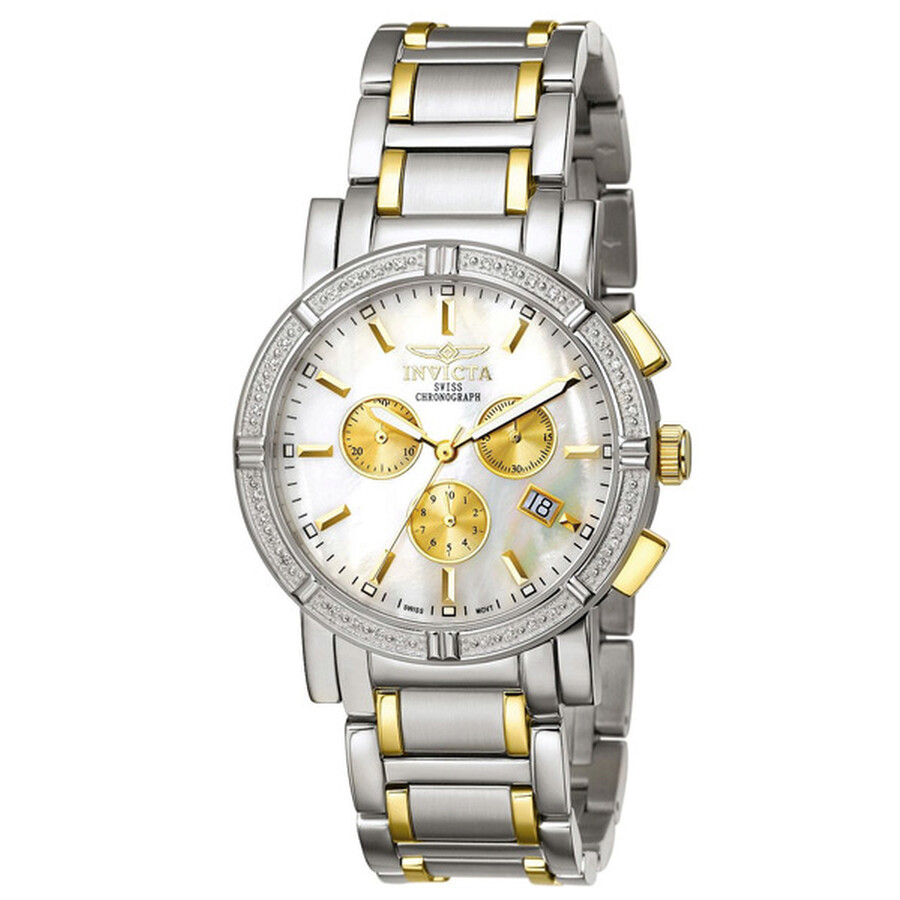 Invicta Wildflower Chronograph White Mother of Pearl Dial Men's Watch ...