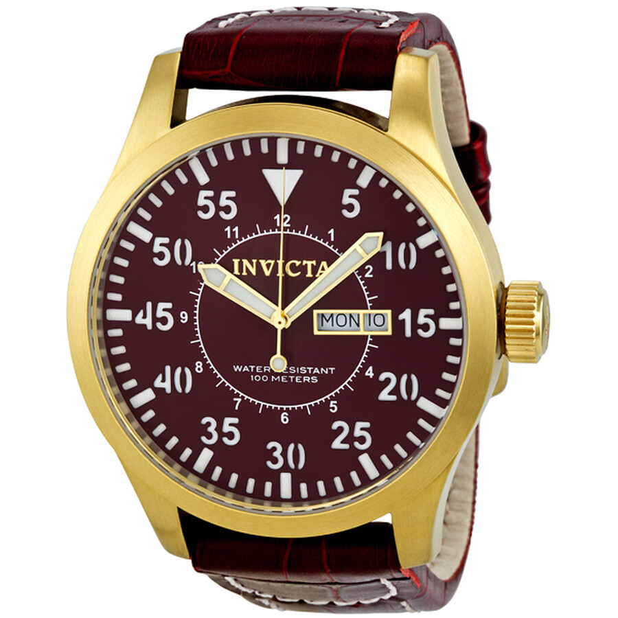 Invicta Invictia Specialty Burgundy Dial Calf Leather Men's Watch 11193 ...