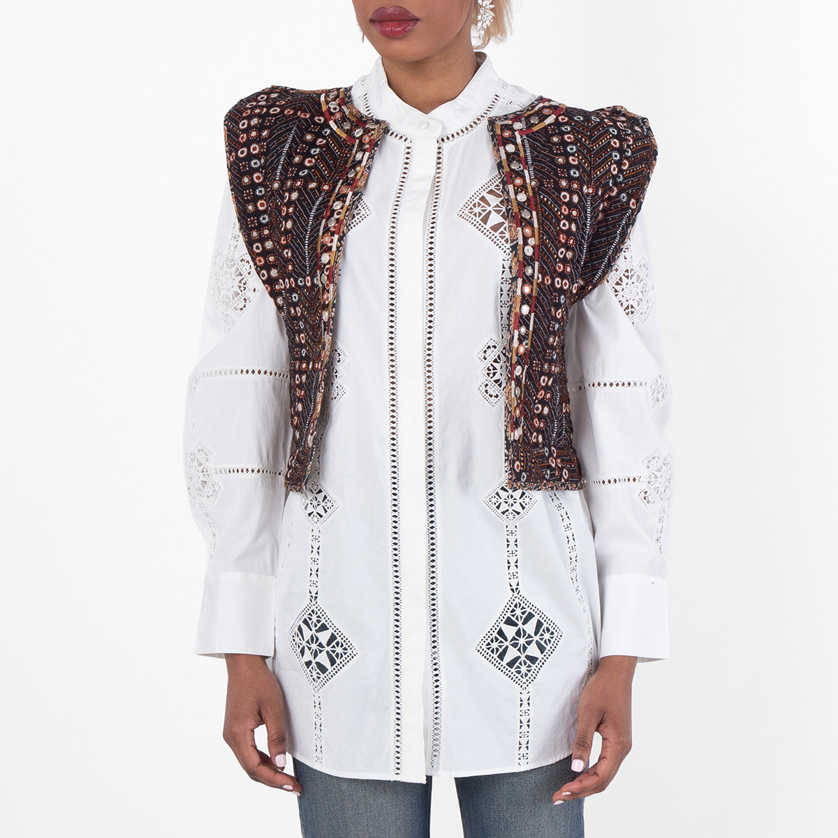 Isabel Marant Etoile Cerza Short Embroidered Cardigan, Size X-Small ...
