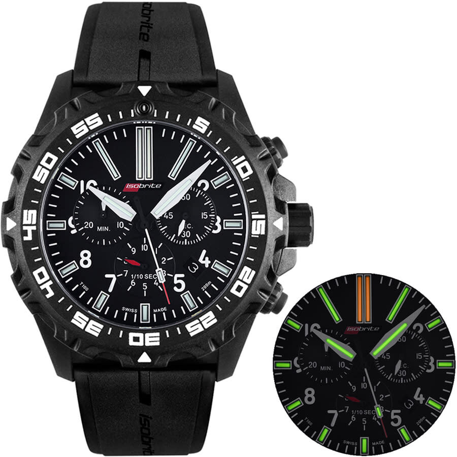 Isobrite Valor (T100 Tritium Illuminated) Chronograph Quartz Black Dial ...