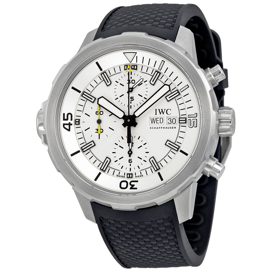 IWC Aquatimer Chronograph Silver Dial Black Rubber Men's Watch IW376801 ...
