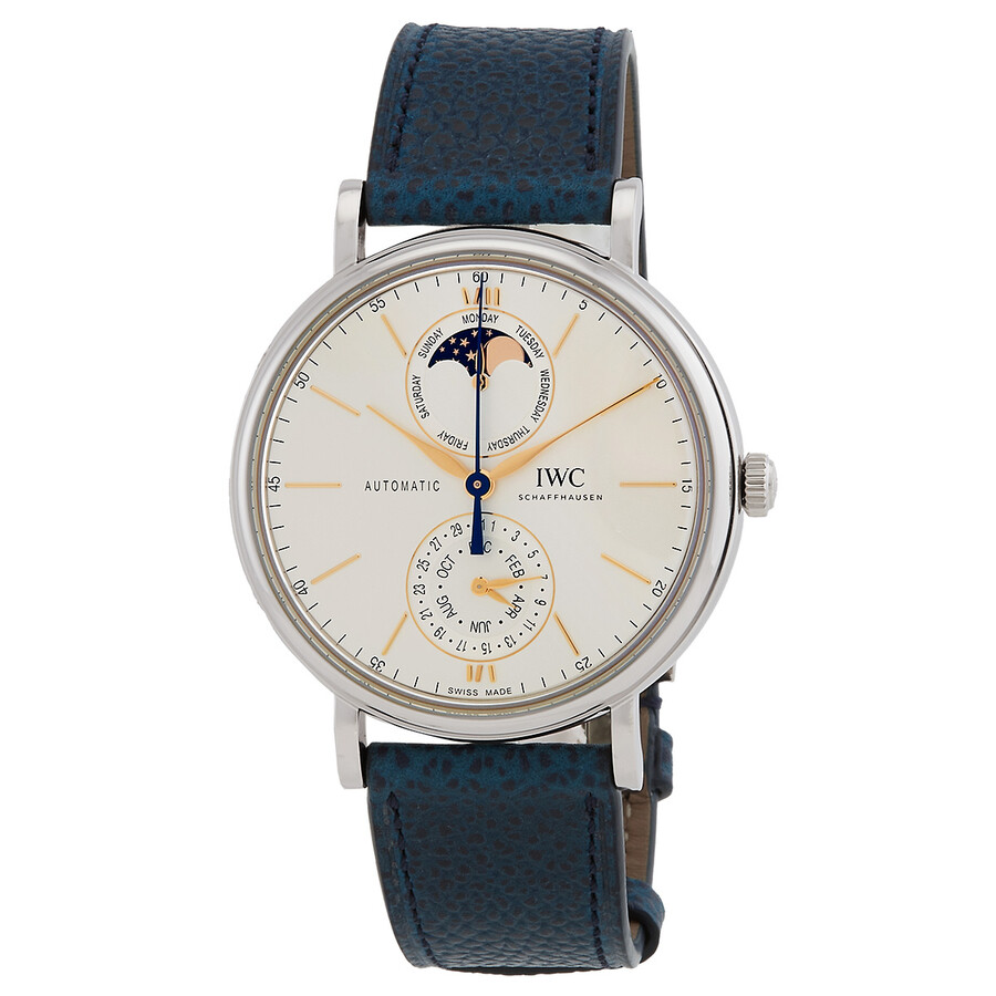 IWC Portofino Complete Calendar Automatic Moon Phase Silver Dial Men's ...