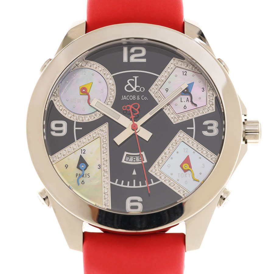 Jacob & Co. Five Time Zone Quartz Black Dial Men's Watch JC75 - Watches ...
