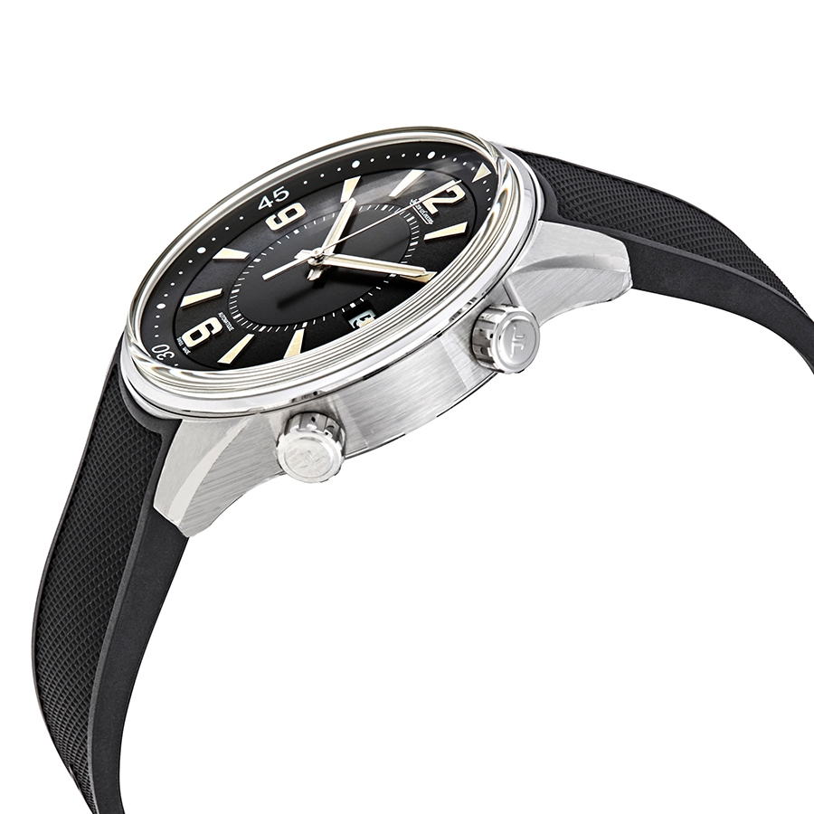 Jaeger LeCoultre Polaris Date Automatic Black Dial Men's Rubber Watch ...