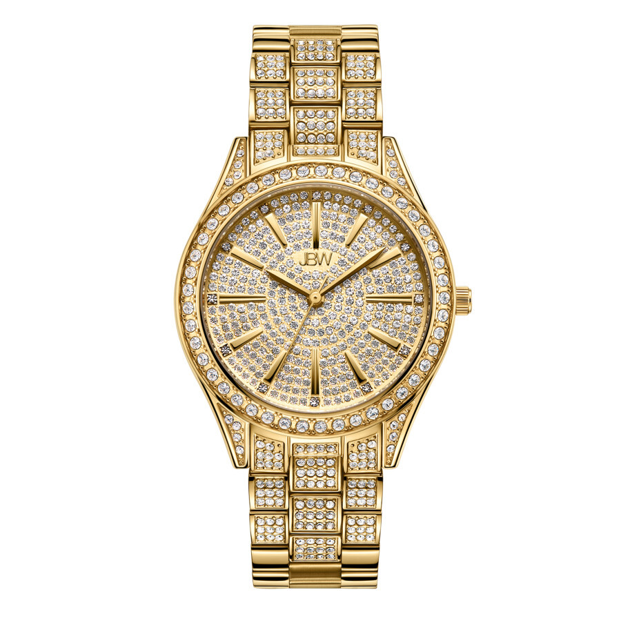 JBW Cristal 34 Quartz Diamond Gold Dial Ladies Watch J6383A ...