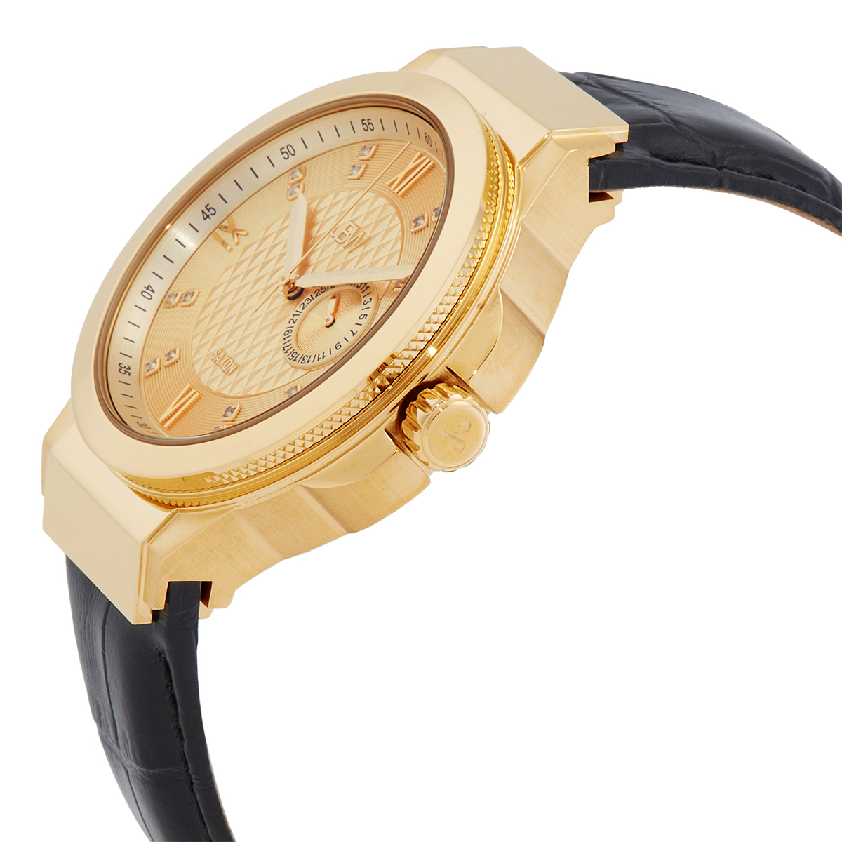 JBW Saxon 48 Quartz Diamond Gold Dial Men's Watch J6373C JBW Watches ...