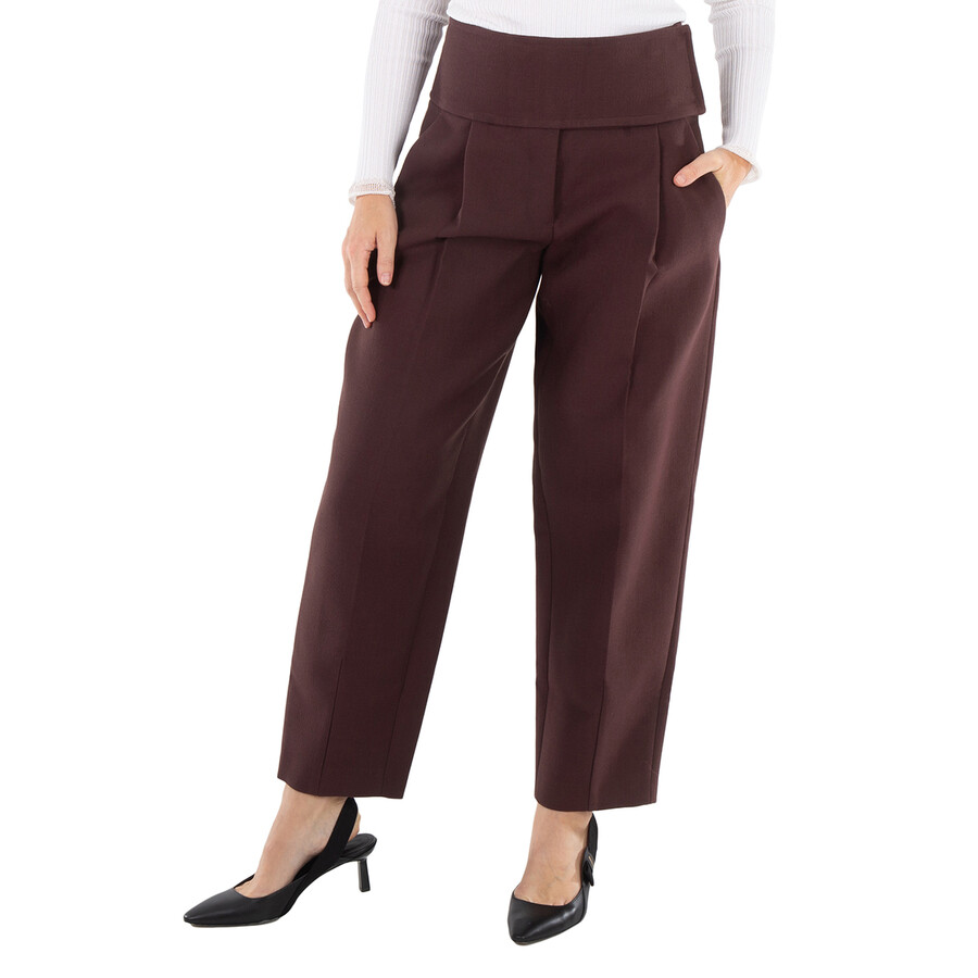 Jil Sander Ladies Plum Cropped Tapered Trousers, Brand Size 34 (US Size ...