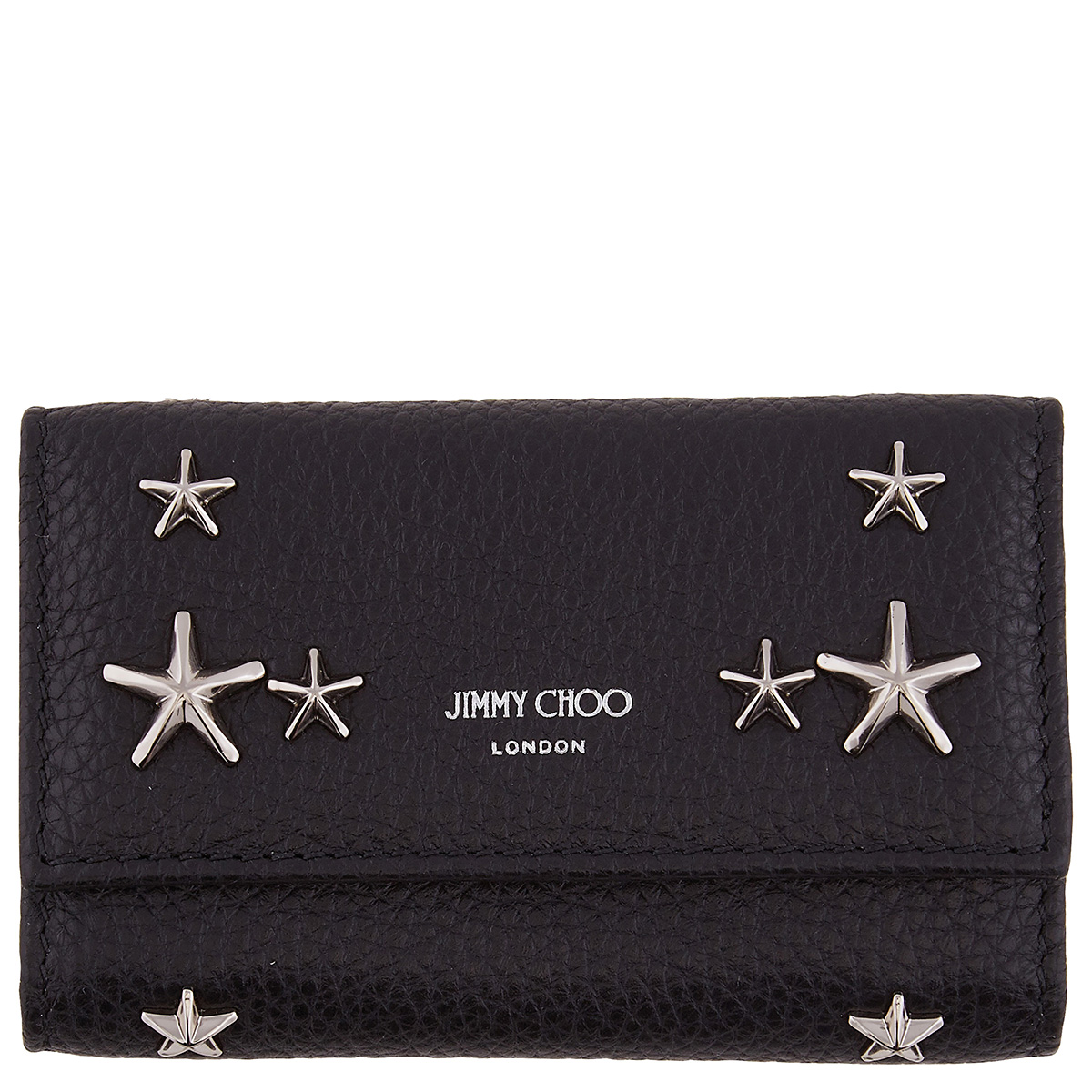 Jimmy Choo Black Leather Neptune Star Embossed Key Case NEPTUNE UUF ...