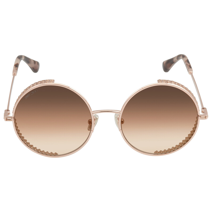 Jimmy Choo Brown Round Ladies Sunglasses GOLDY/S 0DDB/JL 56 716736290652 - Sunglasses - Jomashop
