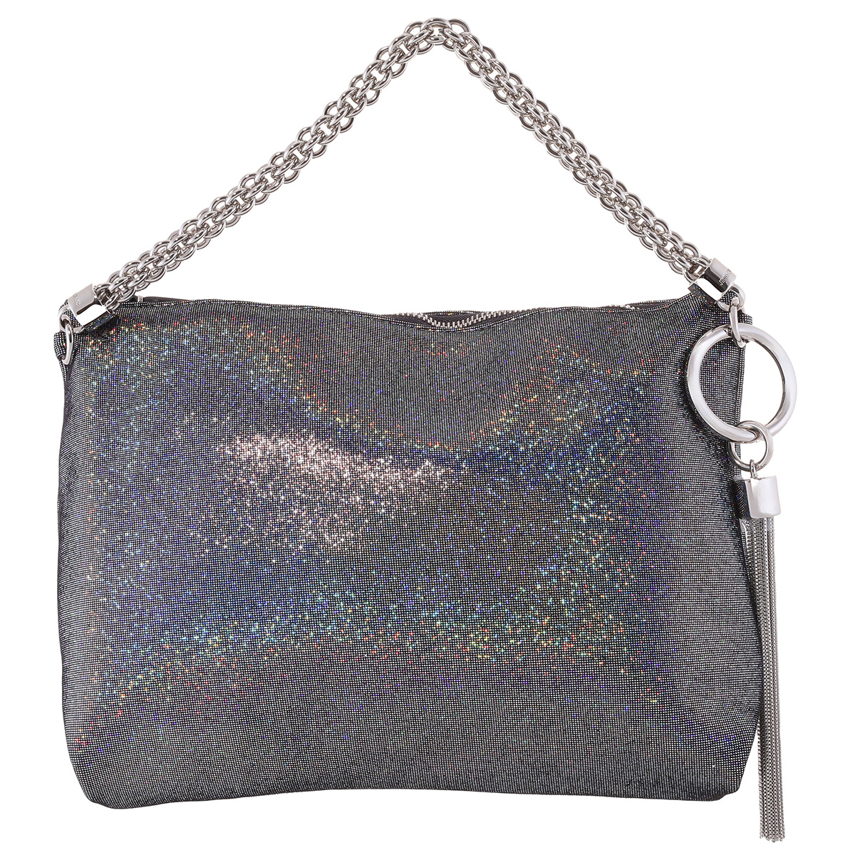 Jimmy Choo Callie Metallic Clutch Bag CALLIE-SILVER/SILVER 196176952288 ...