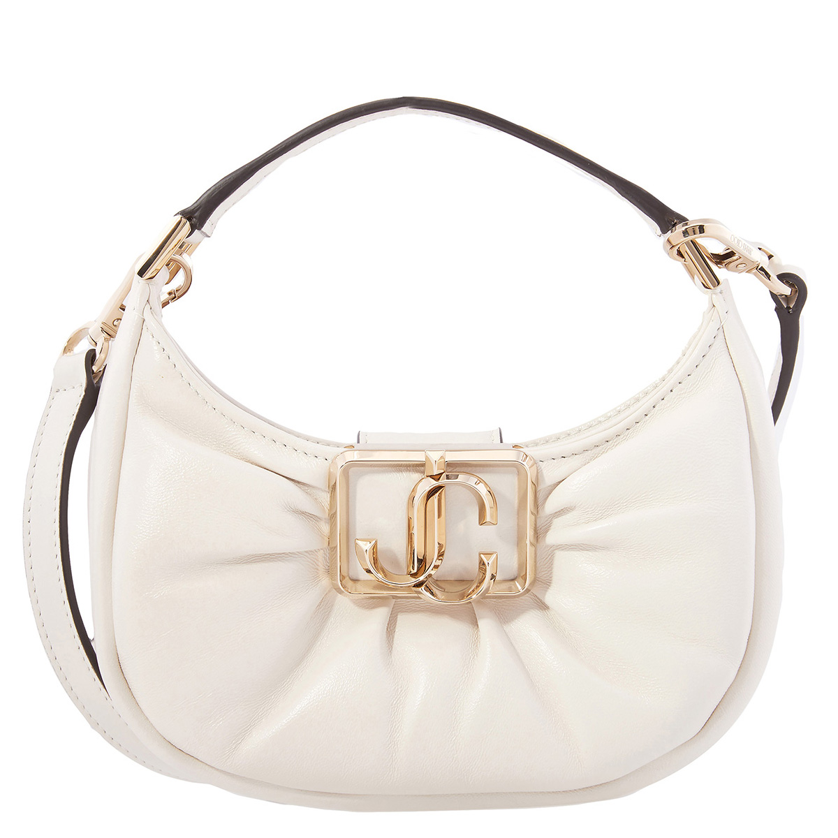 Jimmy Choo Edie Leather Mini Hobo Bag J000173837-LATTE/LIGHT GOLD ...