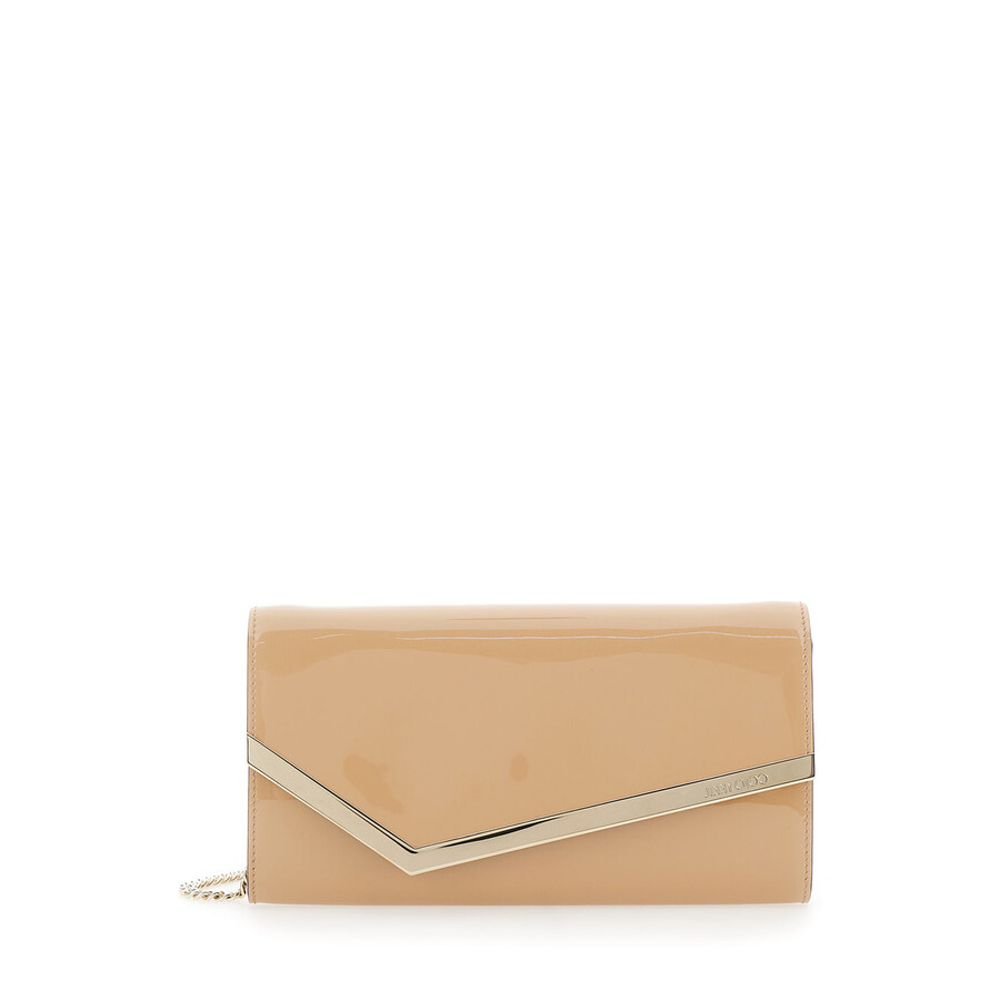 Jimmy Choo Emmie Pink Clutch With Envelope Design And Chain-Link ...