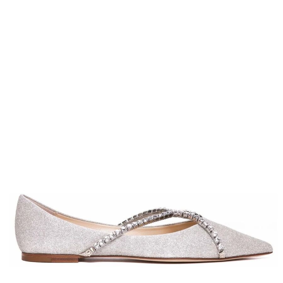 Jimmy Choo Genevi Pointed Toe Flat Ballerina Shoes, Brand Size 37 (US ...
