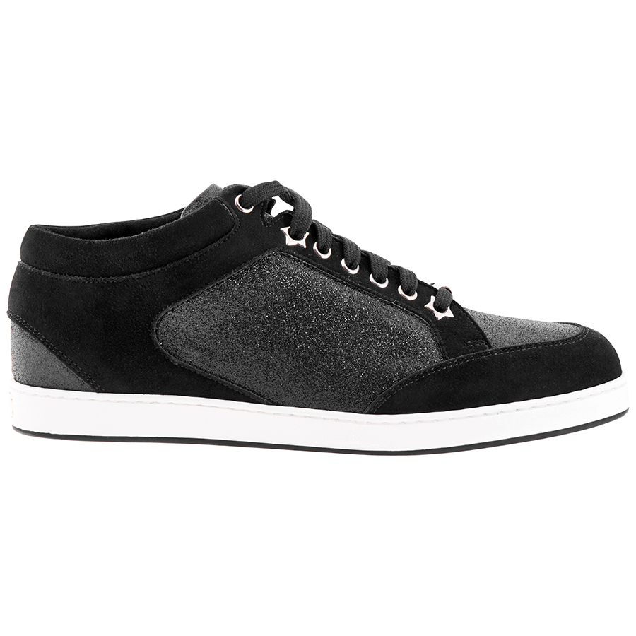 Jimmy Choo Miami Glitter Suede Sneakers, Brand Size 35.5 (US Size 5.5 ...