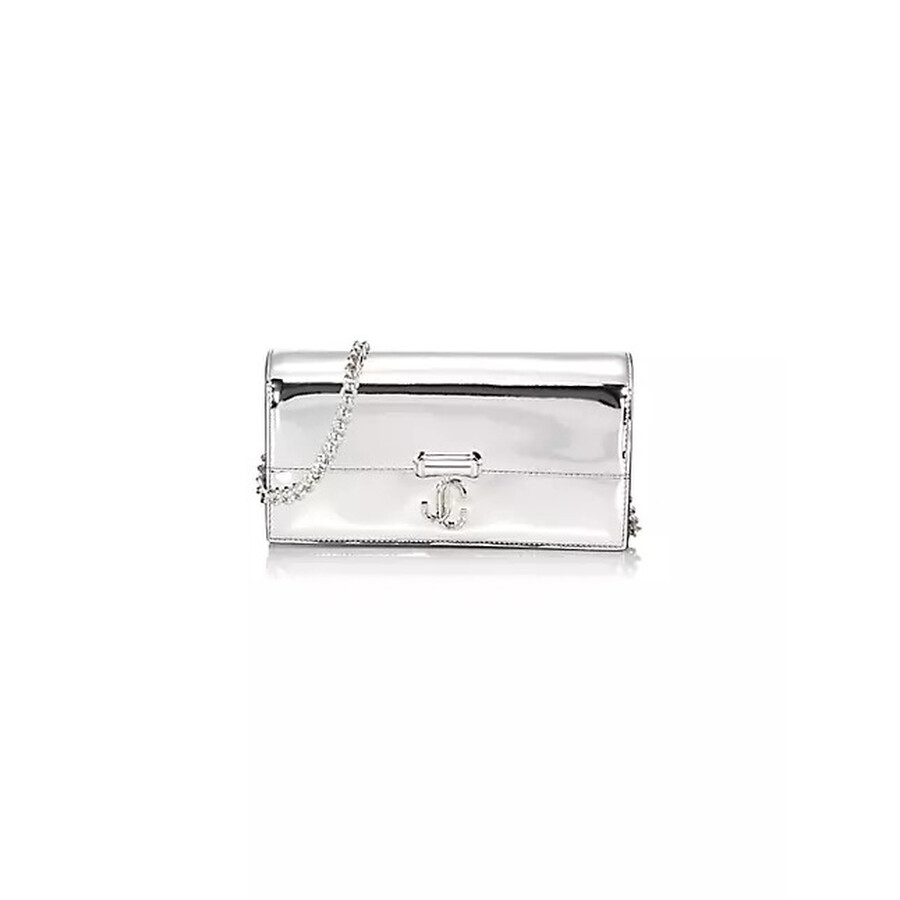 Jimmy Choo Varenne Metallic Wallet-On-Chain VARENNE WALLET/CHAIN-SILVER ...
