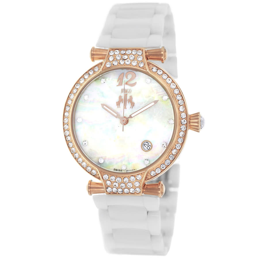 Jivago Bijoux Mother of Pearl Dial White Ceramic Ladies Watch JV2216 ...