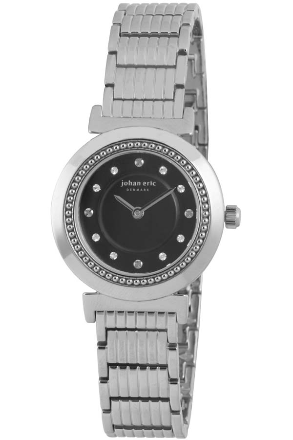 Johan Eric Djursland Round Silver-tone Steel Black Dial Swarovski ...