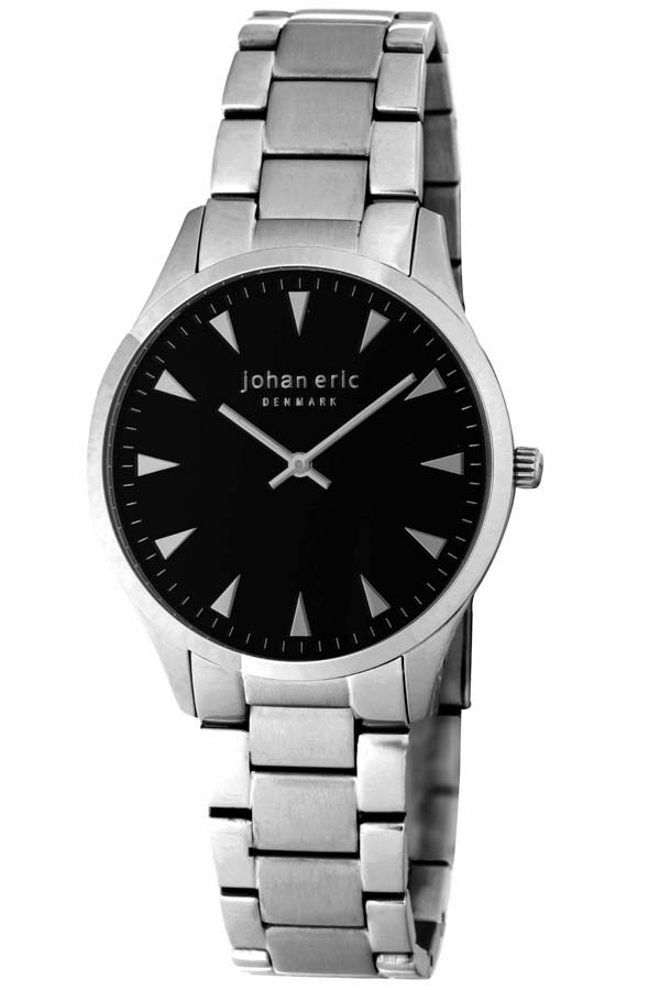 Johan Eric Helsingor Black IP Steel Black Dial Leather Bracelet Men's ...