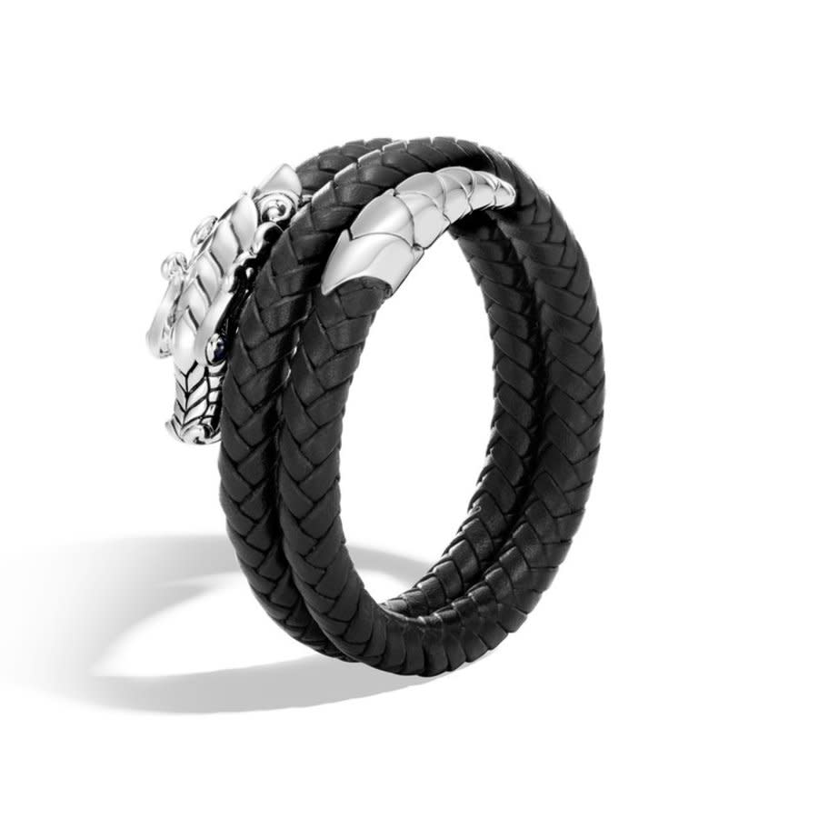 John Hardy Legends Naga Double Coil Sterling Silver And Leather ...