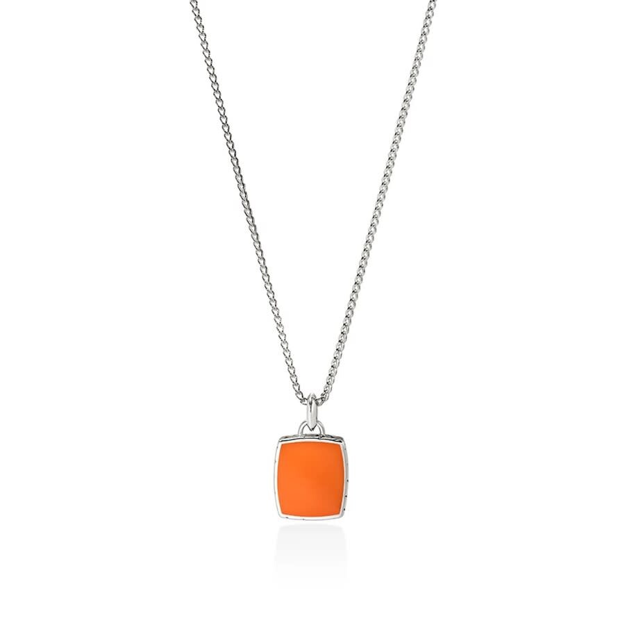 John Hardy Tag Necklace, Sterling Silver Orange Enamel 22 ...