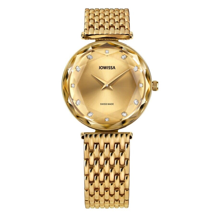 Jowissa Facet Brilliant Quartz Crystal Gold Dial Ladies Watch J5.757.M ...