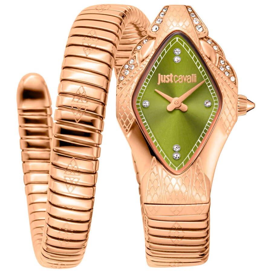 Just Cavalli Ferocious Quartz Green Dial Ladies Watch JC1L306M0055 ...