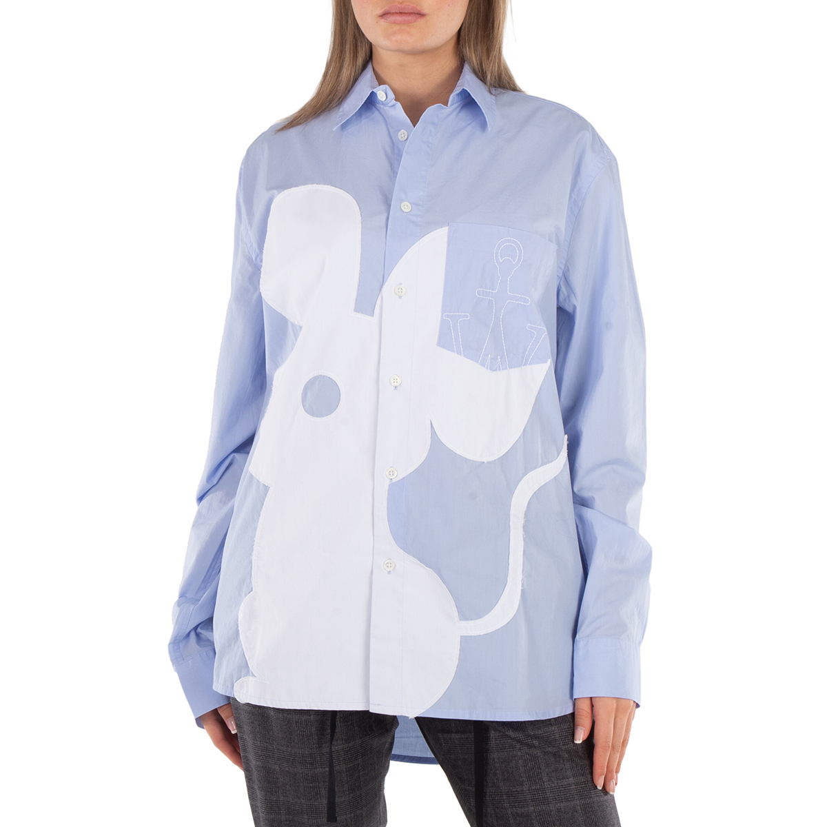 JW Anderson JWAnderson Light Blue Mouse Applique Shirt, Size Small ...
