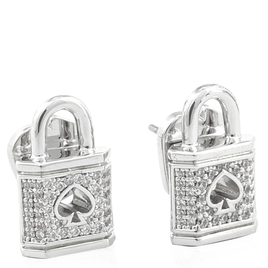 Kate Spade Ladies Silver-Toned Lock And Spade Studs K9466 SLV ...