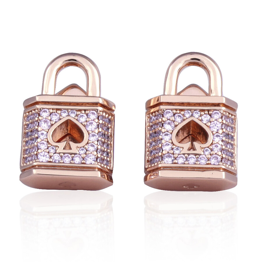 Kate Spade Rose Gold Lock And Spade Pave Studs K9466 RGD 196021163869 ...