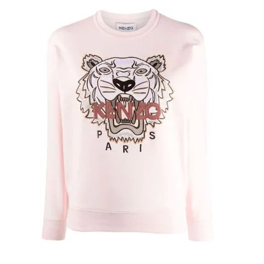 Kenzo Ladies Faded Pink Embroidered Tiger Sweatshirt, Size Large ...