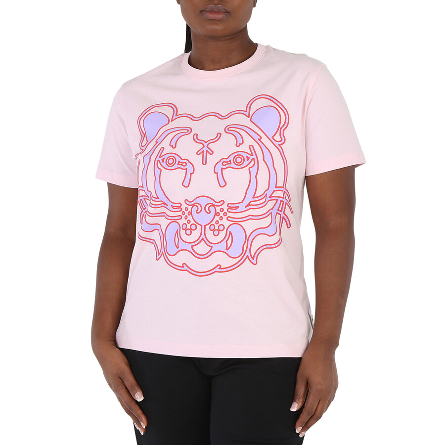Kenzo Pastel Pink Tiger Print Cotton T-shirt, Size Medium FC52TS9324SA ...