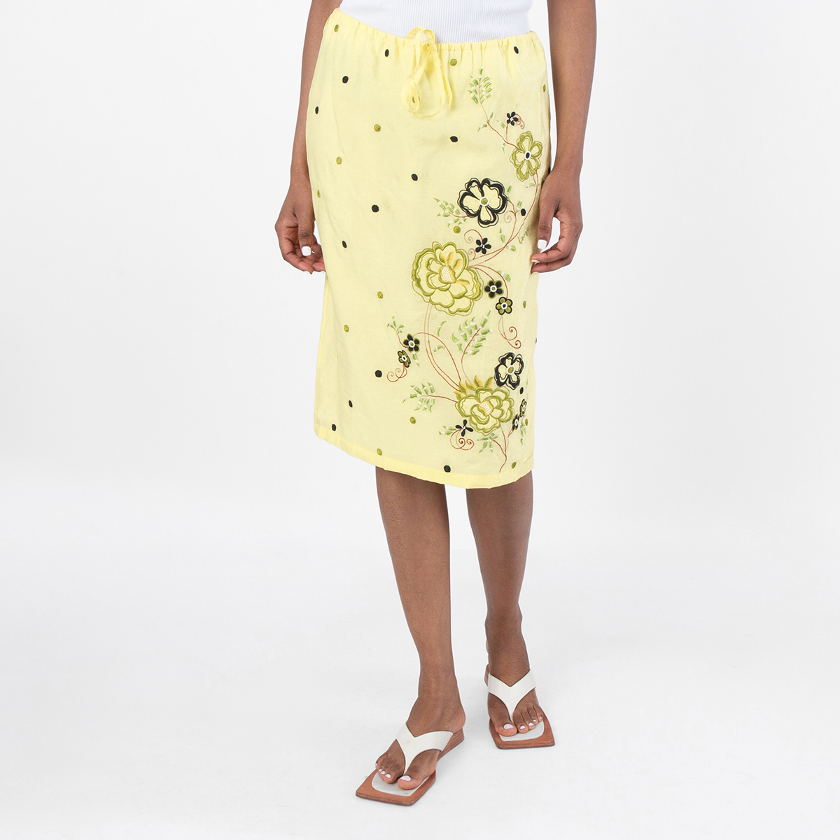 Kenzo Peonies Embroidered Drawstring Skirt, Brand Size 36 ( US Size 4 ...
