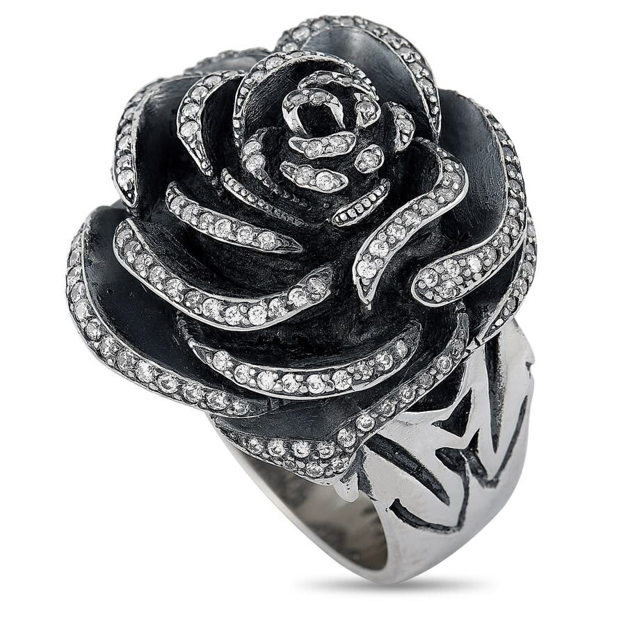 King Baby Silver and White Cubic Zirconia Rose Ring Q20-5076WCZ-S-10 ...