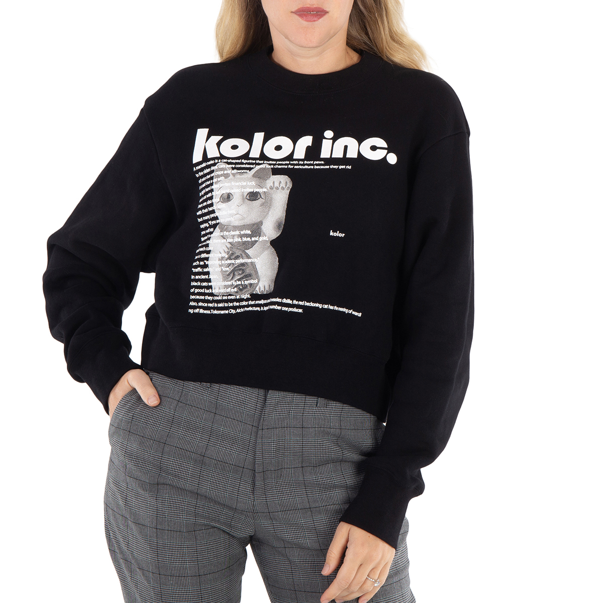 Kolor Ladies Black Logo-Print Cotton Sweatshirt, Brand Size 1 (Small ...