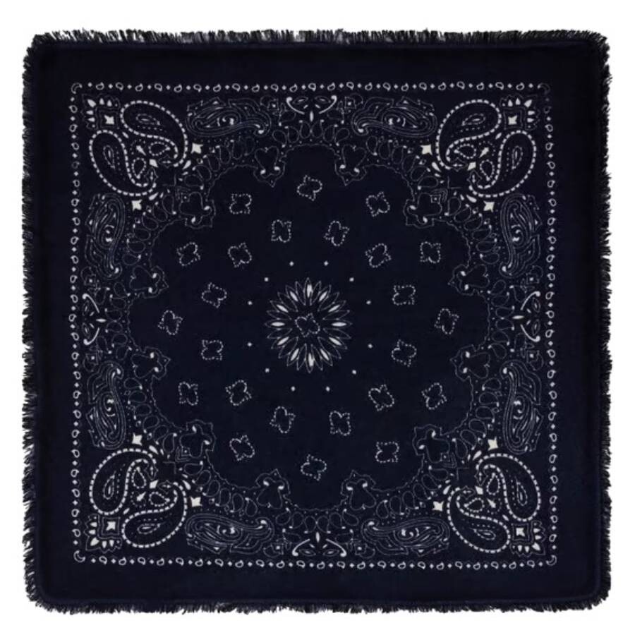 Kujten Ladies Blue Hachiko Cashmere Scarf AK 2221-MARINE FONCE ...