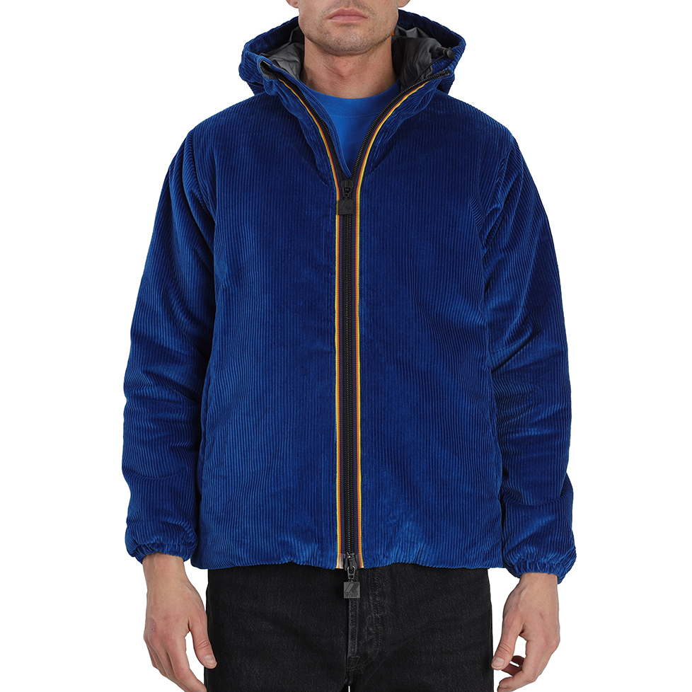 Kway Men's Blue Royal Marine Hamis Cotton Ribbed Hooded Jacket, Size ...