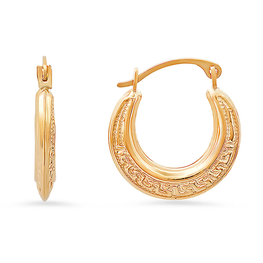 Kylie Harper 10k Yellow Gold Vintage Greek Keys 16mm Huggy Hoop ...