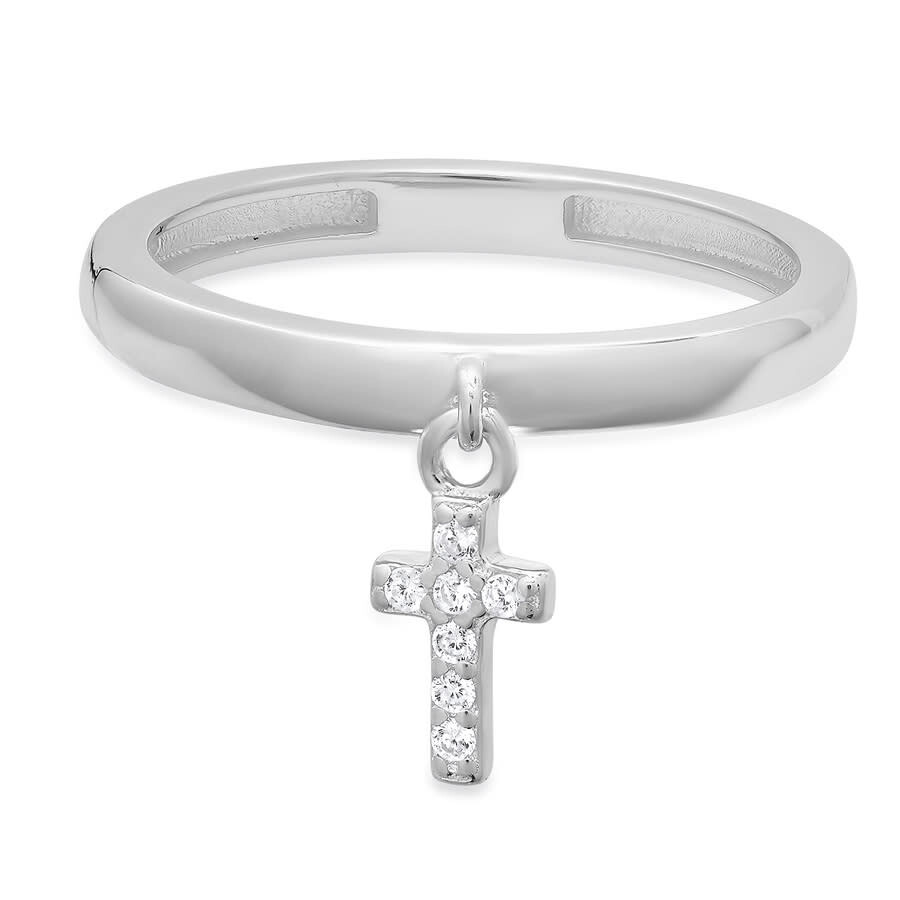 Kylie Harper Sterling Silver Dangling Petite Cross CZ Ring 04-309-DSR9 ...