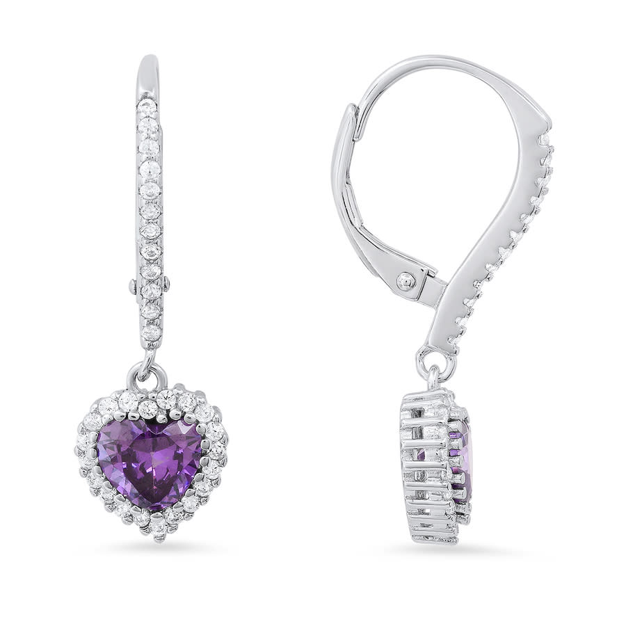 Kylie Harper Sterling Silver Heart-cut Amethyst CZ Birthstone Halo ...