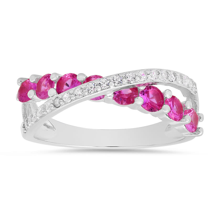 Kylie Harper Sterling Silver Pink Sapphire CZ Crossover Ring 04-391PK ...