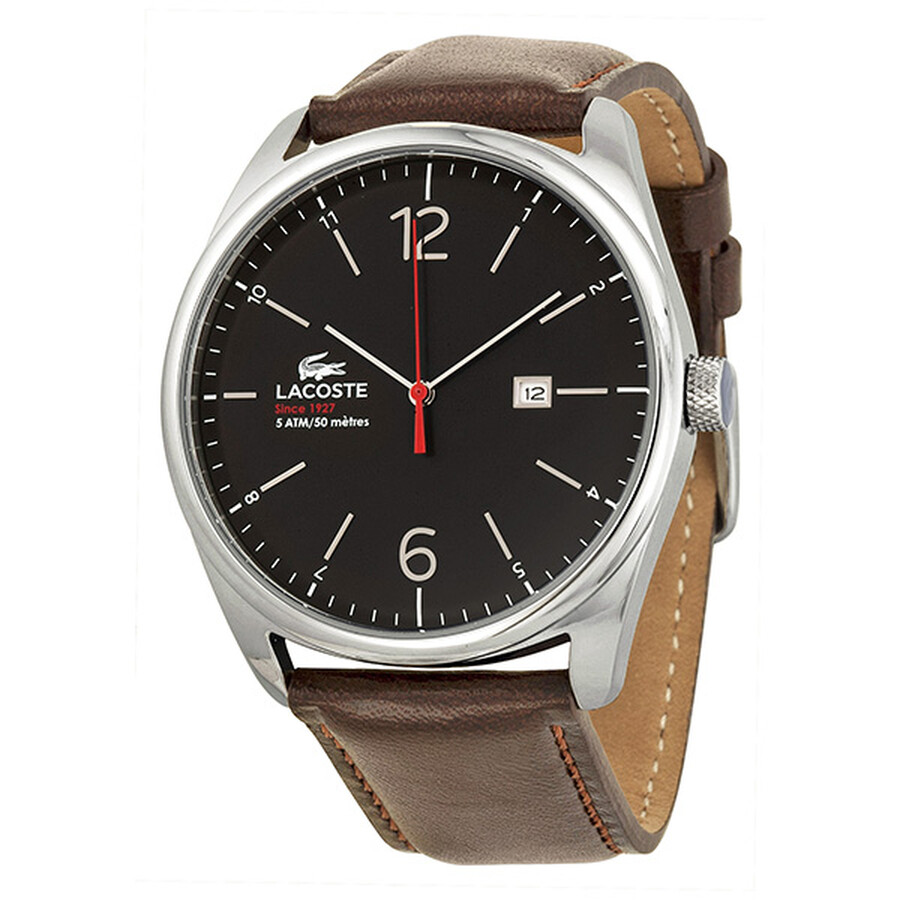 Lacoste Austin Black Dial Brown Leather Strap Men's Watch 2010682 ...
