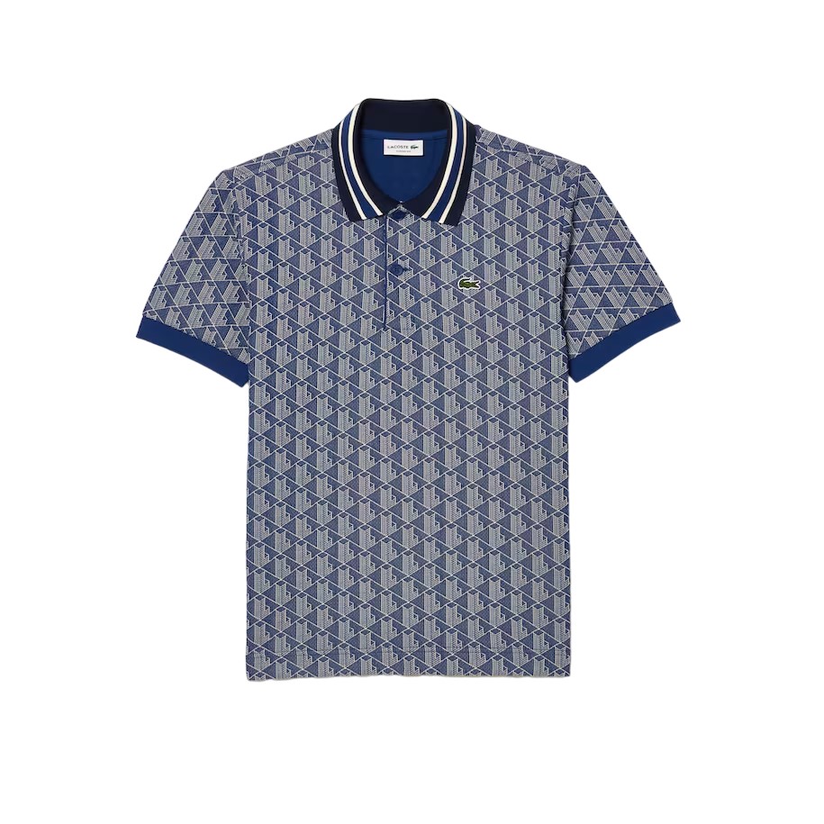 Lacoste Monogram Motif Polo Shirt, Brand Size 3 (Small) DH1417-LO-QIE ...