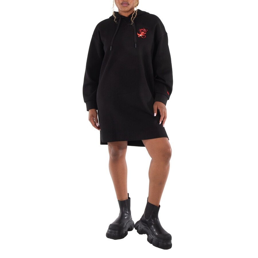 Lacoste Dragon Embroidered Hooded Sweatshirt Dress, Brand Size 40 (US ...