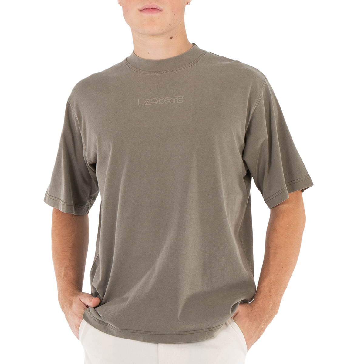 Lacoste Loose Fit Cotton Jersey Logo Print T-Shirt, Size Small TH3446 ...