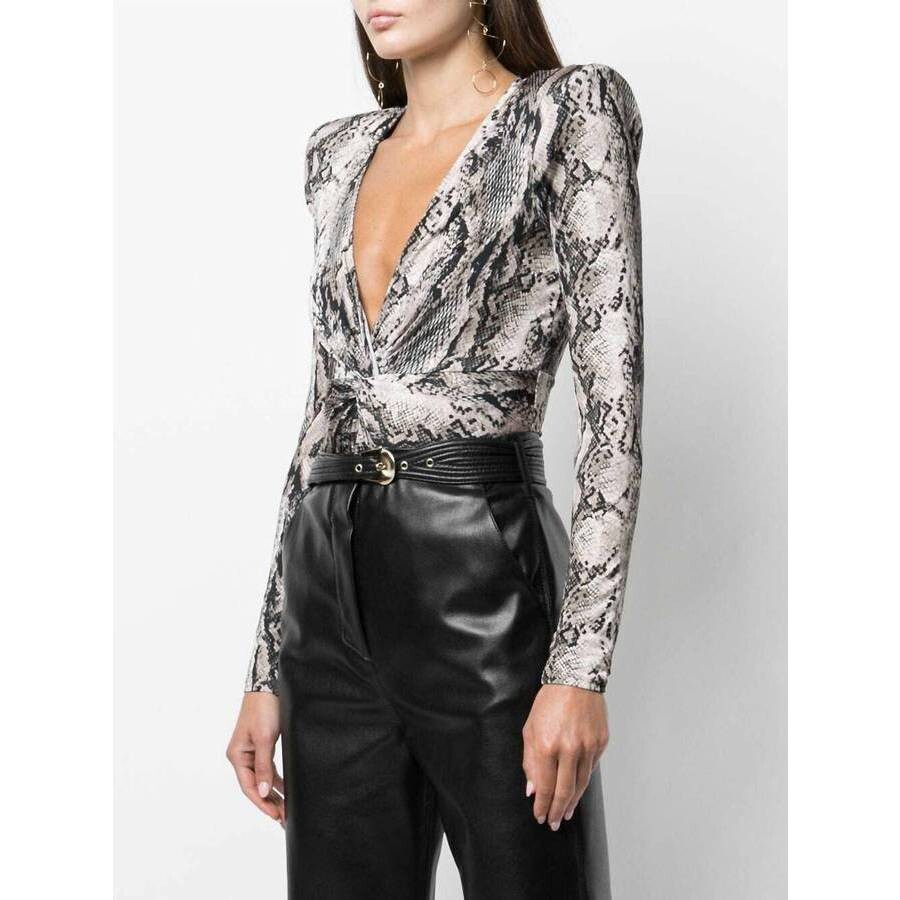 L'Agence Ladies Alexis Python Print Bodysuit Multi, Size X-Small 117892-Multi-XS - Clothing ...