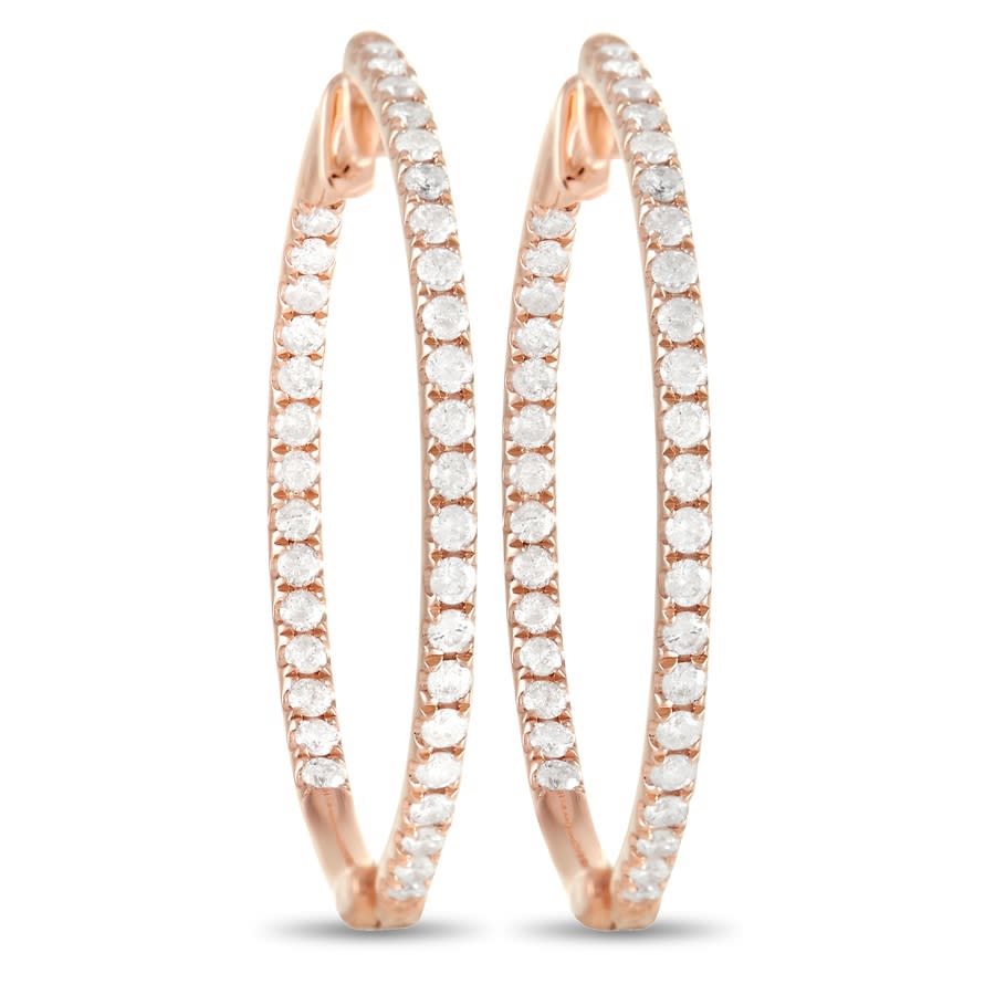 Lb Exclusive 14K Rose Gold 1.00 ct Diamond Hoop Earrings AER-11678-SP ...